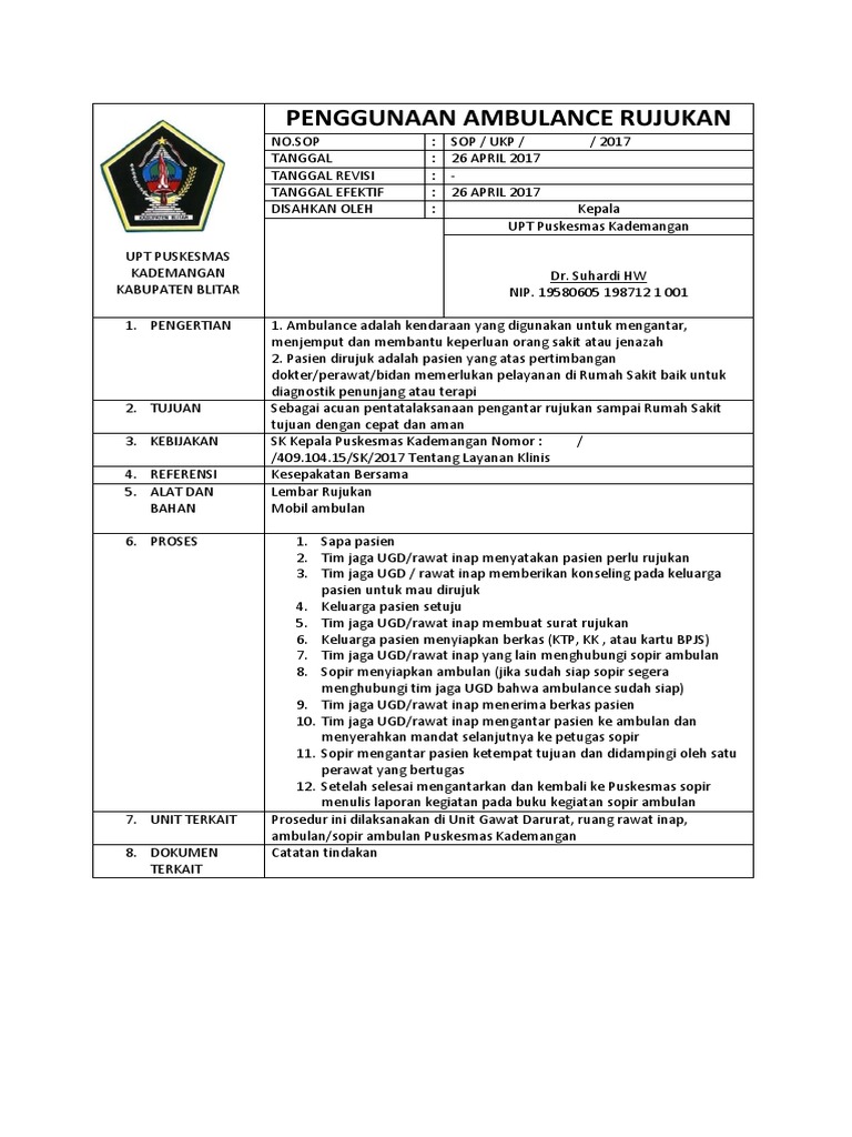 SOP Rujukan Ambulan | PDF
