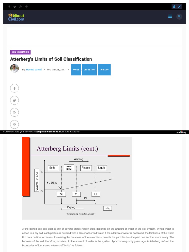 Https Www Aboutcivil Org Atterberg Limits Html Pdf Download Free Pdf