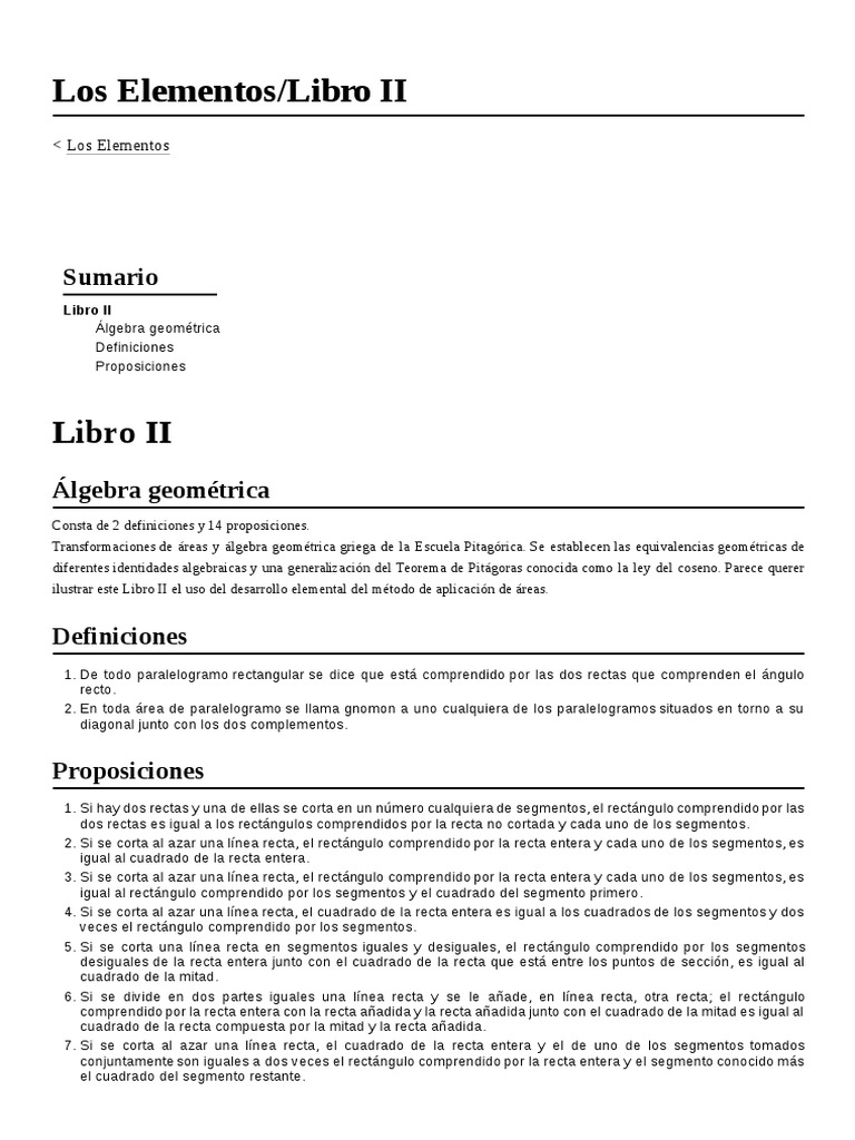 Álgebra Geométrica en Libro II de Euclides | PDF | Rectángulo | Línea ...