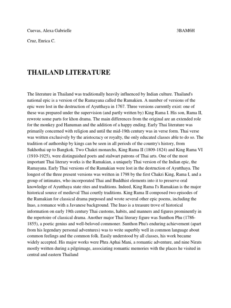 Thailand Literature | PDF | Thailand | Poetry