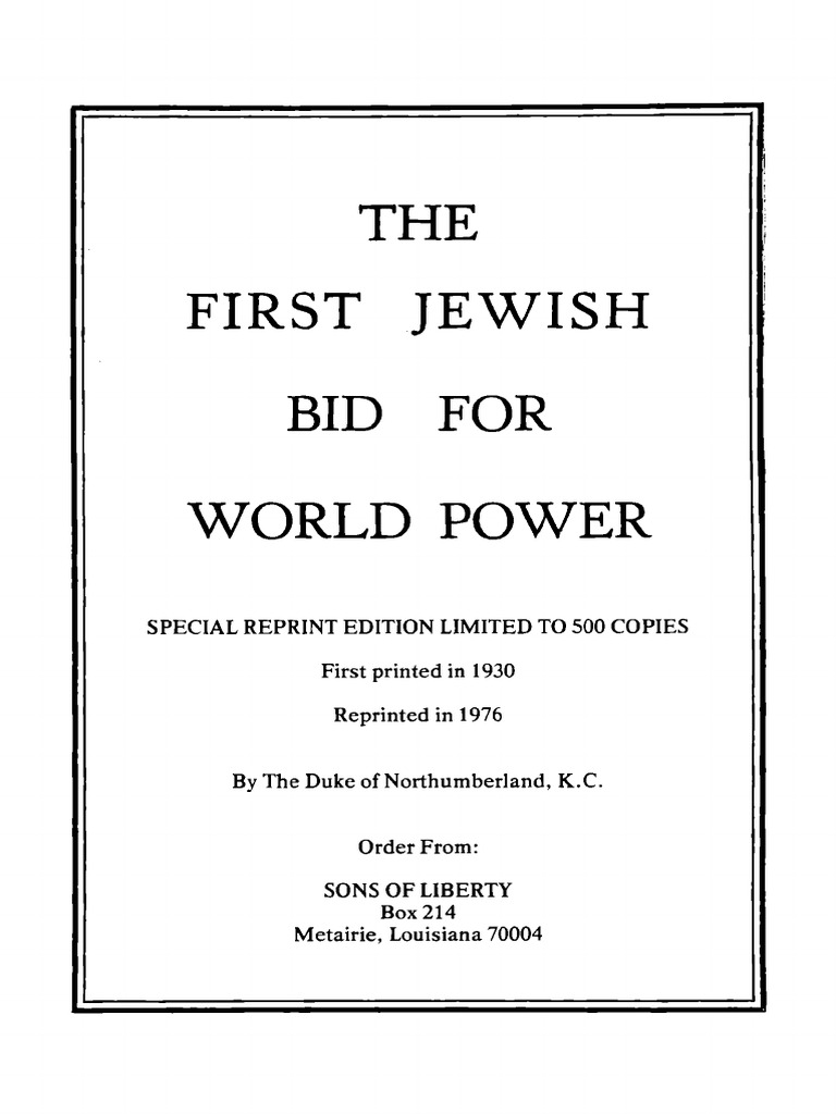 Percy Alan Ian - The First Jewish Bid For World Power | PDF | Titus ...