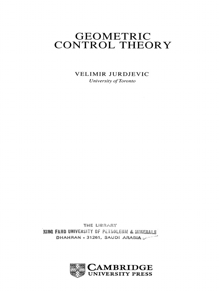 Geometric Control Theory - Velimir Jurdjevic | PDF