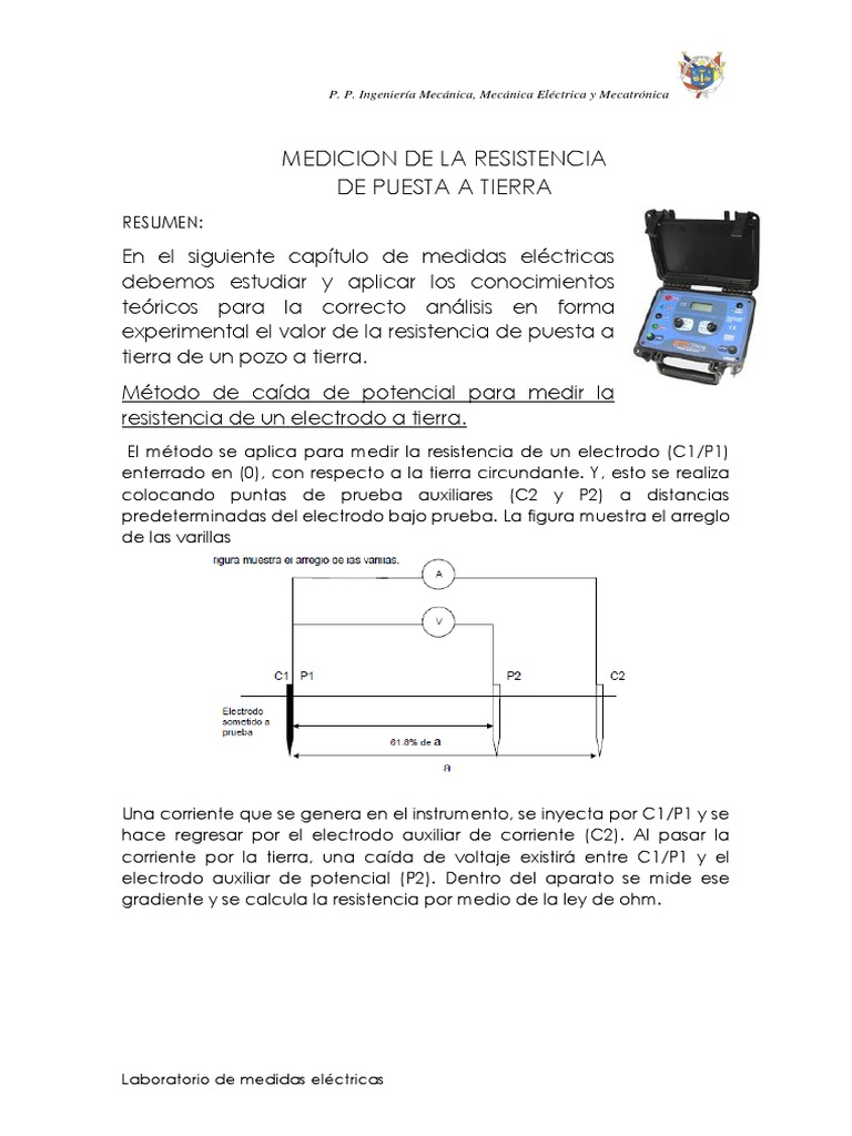 Medicion de La Resistencia de Puesta A Tierra 11 | PDF | Resistencia Eléctrica y Conductancia ...