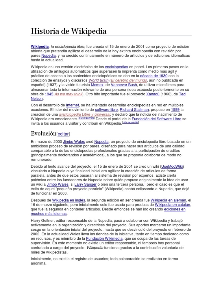 Historia de Wikipedia | Enciclopedias | Sitios web | Prueba gratuita de ...