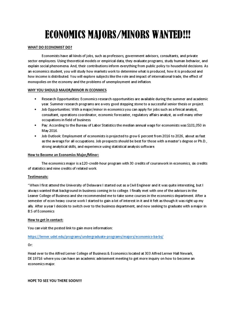Economics Majors | PDF | Intelligence Analysis | Economics