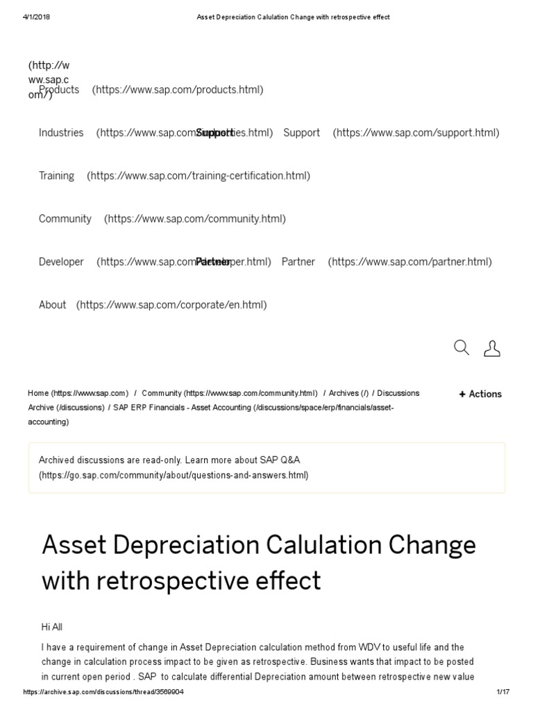 Asset Depreciation Calulation Change With Retrospective Effect | PDF ...