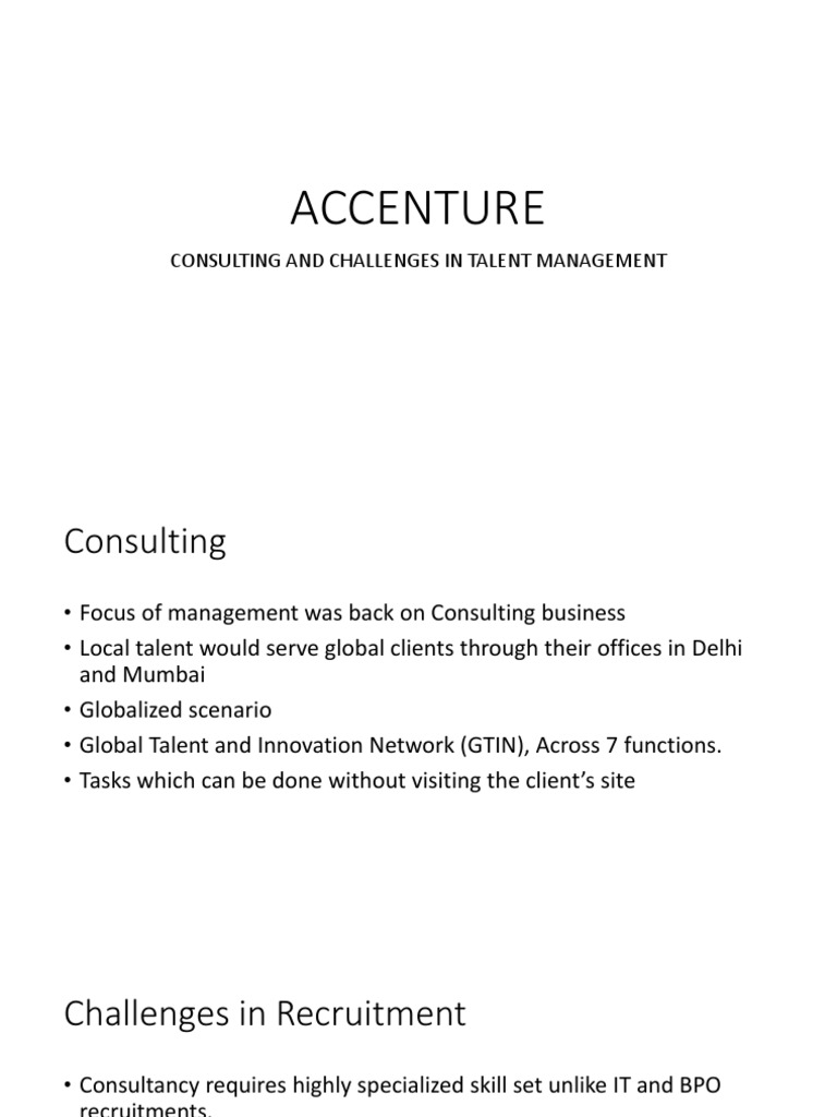 Accenture: Consulting and Challenges in Talent Management | PDF