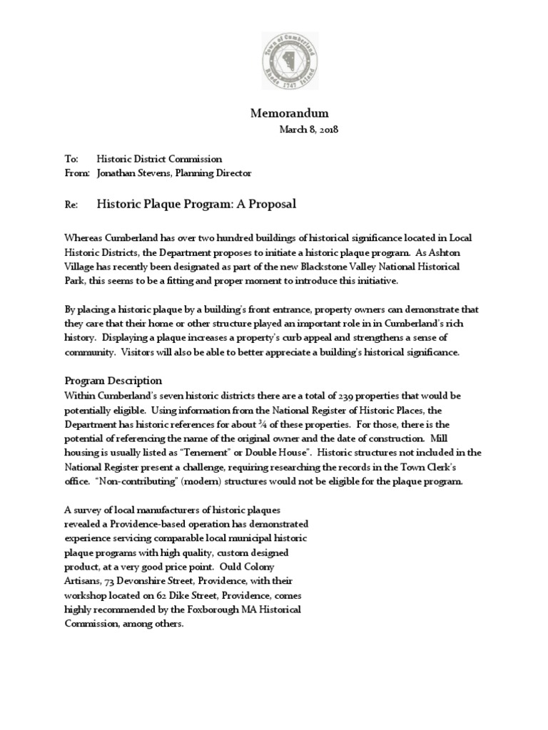 HDC Plaque Proposal Final 3918 | PDF | Business