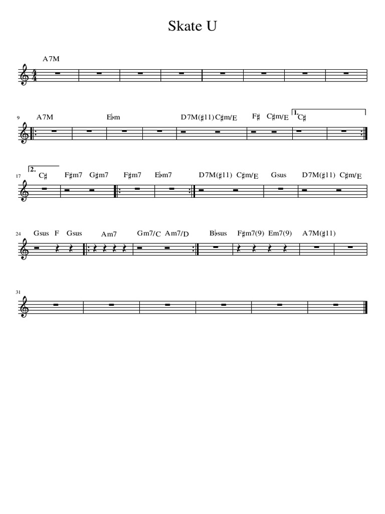 Skate U: A Musical Score for an Upbeat Skateboarding Song | PDF
