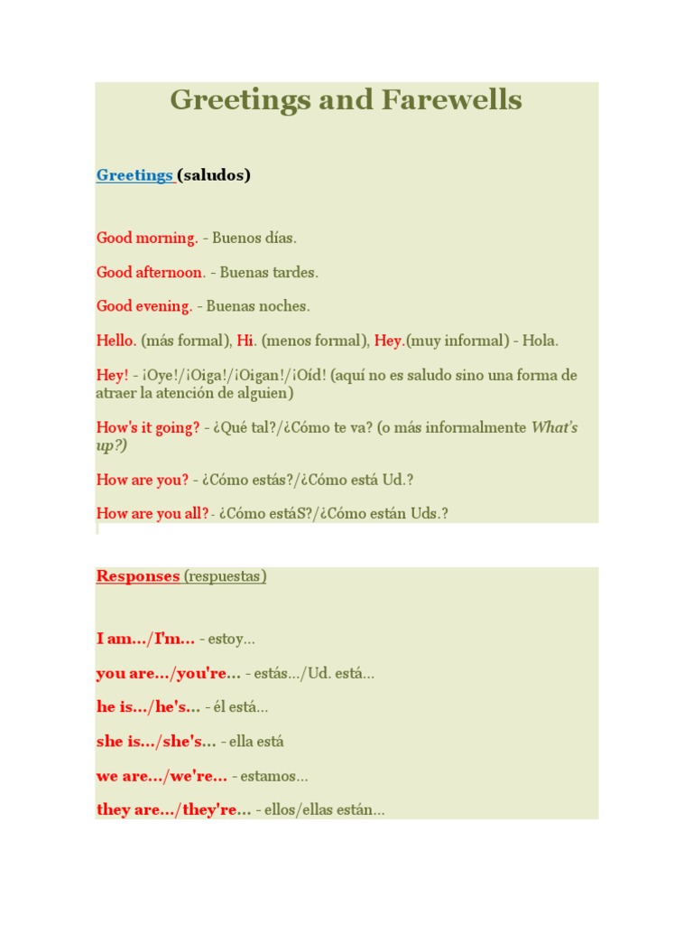 Greetings and Farewells | PDF