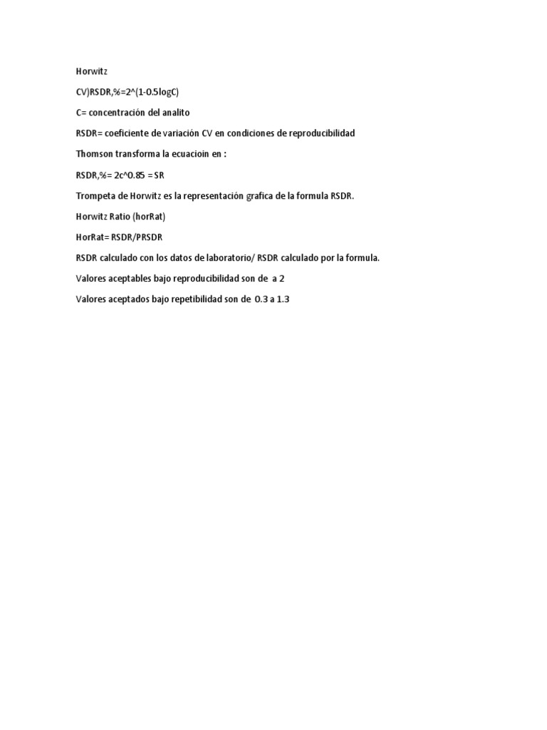 Coeficiente de Variación de Horwitz | PDF