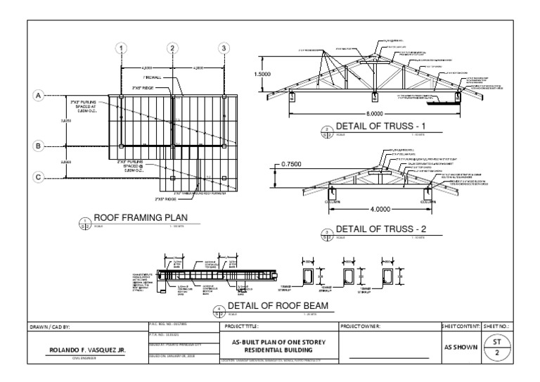 As Built Plan of One Storey Residential Bldg-st2 | PDF | Civil ...