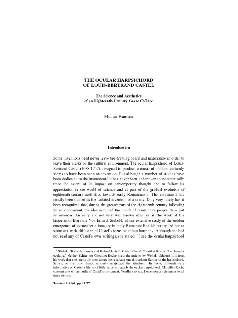 The Ocular Harpsichord of Louis-Bertrand Castel: The Science and ...