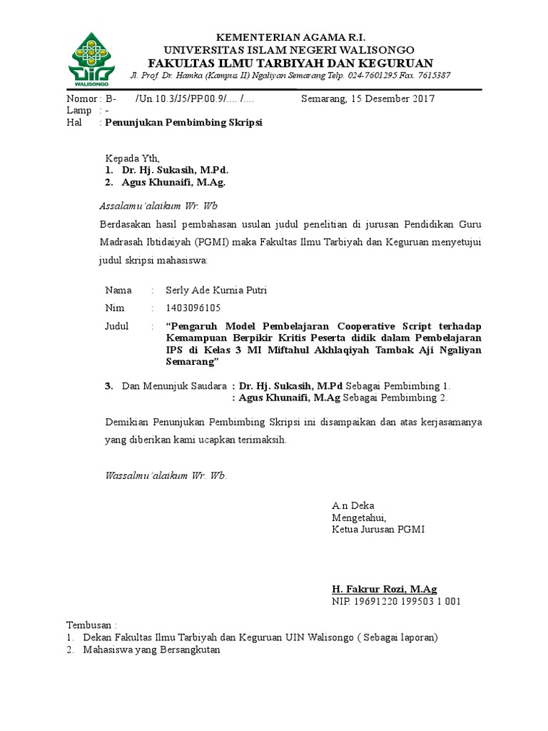 Surat Penunjukan Dosbing | PDF