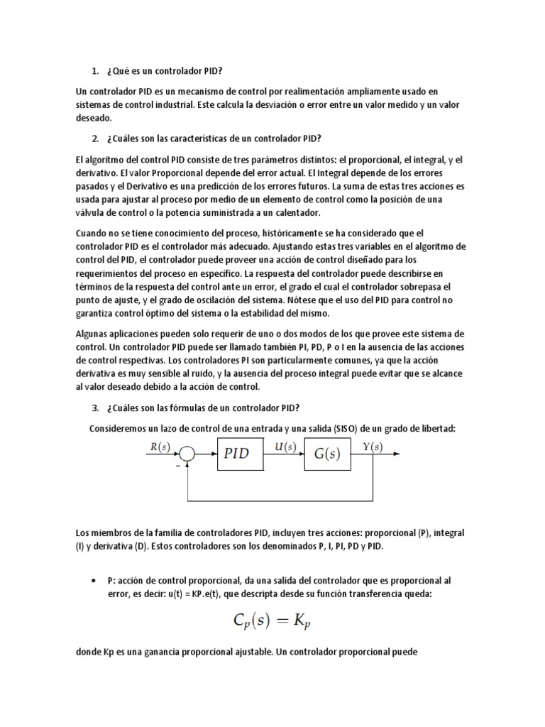 Qué Es Un Controlador PID | PDF | Matemáticas Aplicadas | Teoría de sistemas