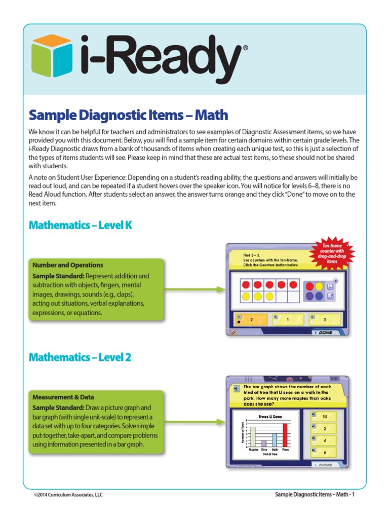 Iready Sample Diagnostic Items Math | Download Free PDF | Equations | Area