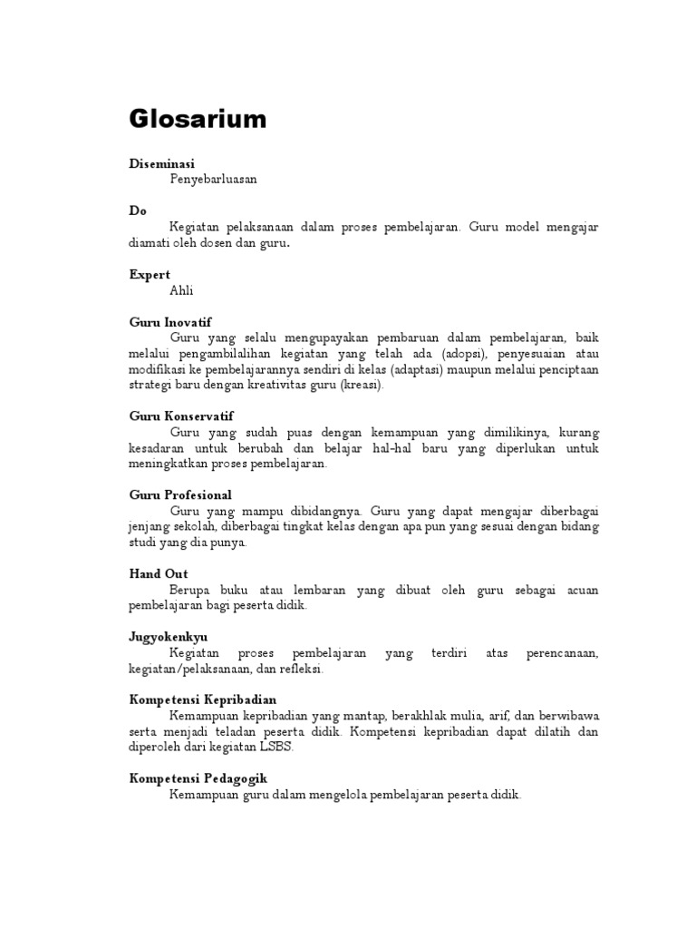 Glosarium | PDF | Karier & Perkembangan