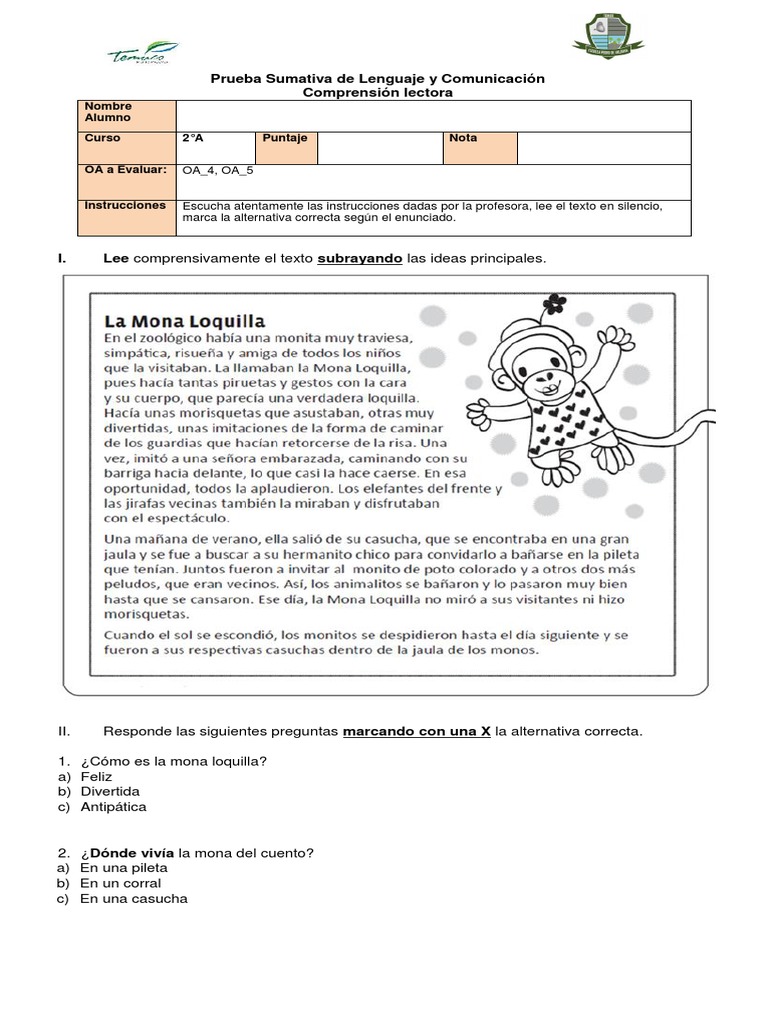 Comprension Lectora 2° | PDF