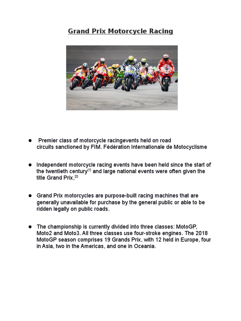 Grand Prix Motorcycle Racing Overview | PDF | Motorsport | Motorcycling