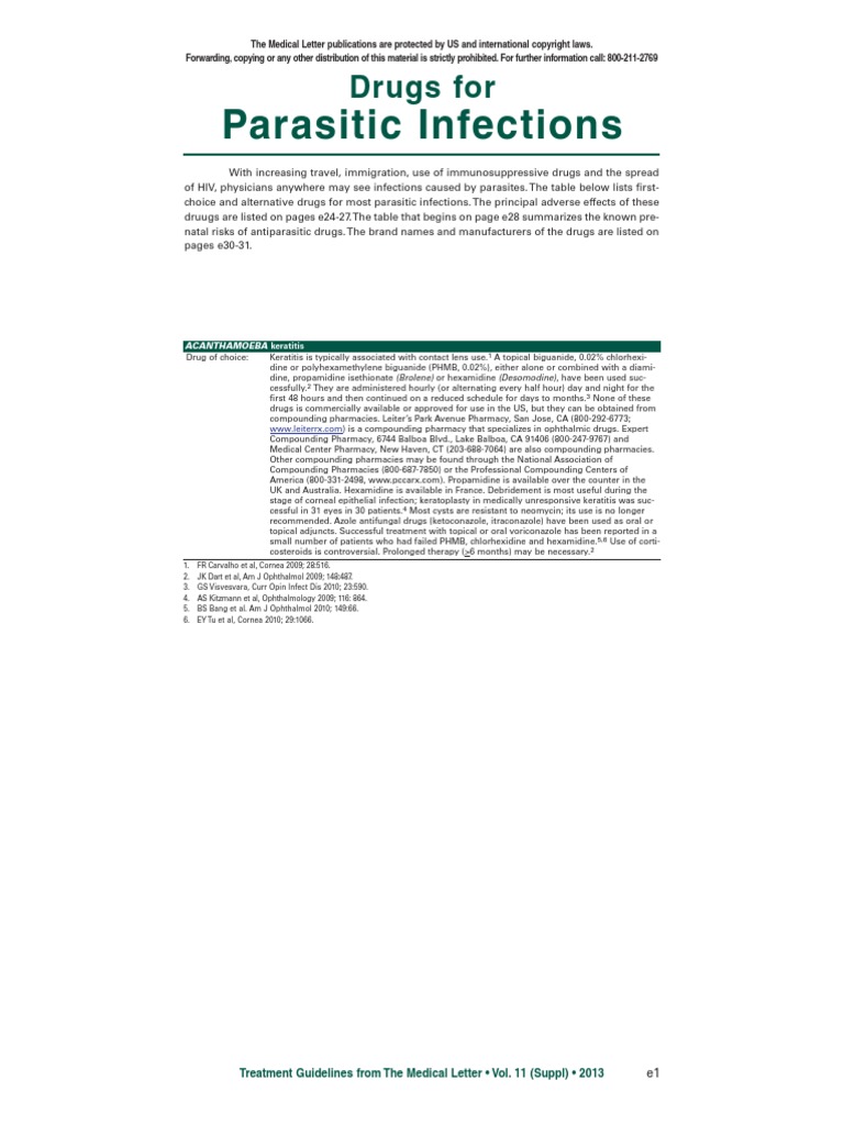 Drugs For Parasitic Infections 2013 PDF | PDF | Dose (Biochemistry ...