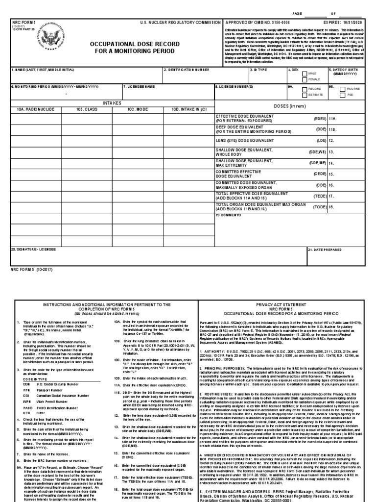 Monitoring Radiation Exposure: An Occupational Dose Record | PDF ...
