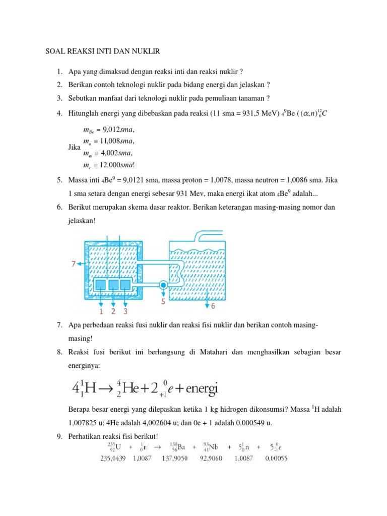 Soal Reaksi Inti dan Energi Nuklir | PDF | Metode & Bahan Ajar | Sains & Matematika