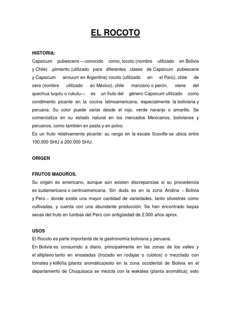 El Rocoto | PDF | Plantas | Alimentos