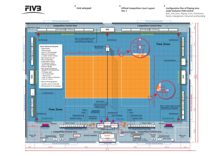 FIVB Volleyball Court Layout Guide | PDF | Sports | Leisure