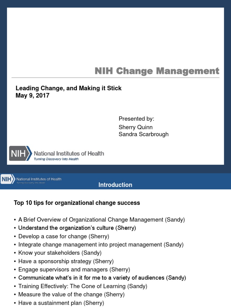NIH Change Management Strategies | PDF | Change Management | Leadership