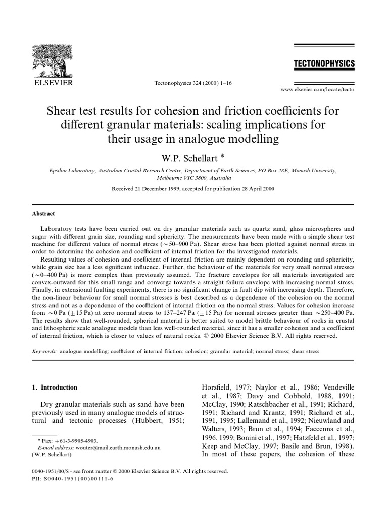 Cohesion Value For Rock | PDF | Strength Of Materials | Fault (Geology)