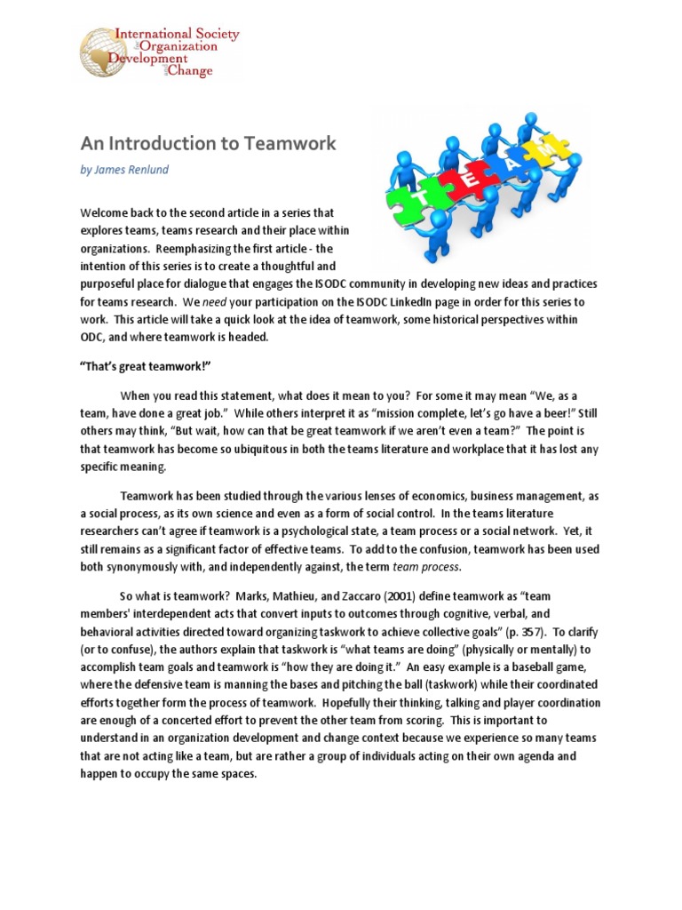 An Introduction of Teamwork | PDF | Social Network | Leadership