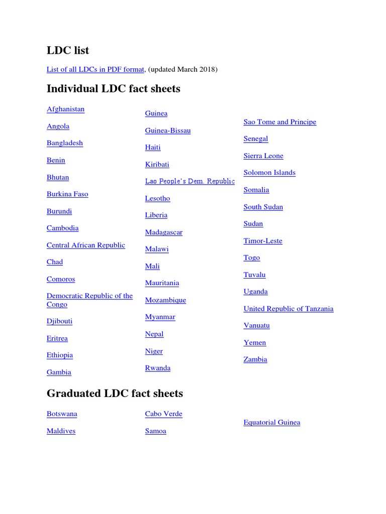 LDC List:, (Updated March 2018) | PDF