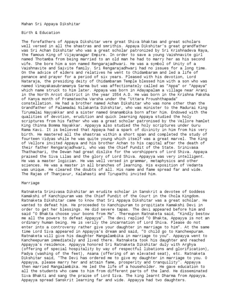 Mahan Sri Appaya Dikshitar | PDF | Advaita Vedanta | Shiva