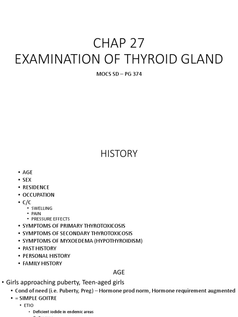 Chap 27 Examination of Thyroid Gland | PDF | Thyroid | Hyperthyroidism