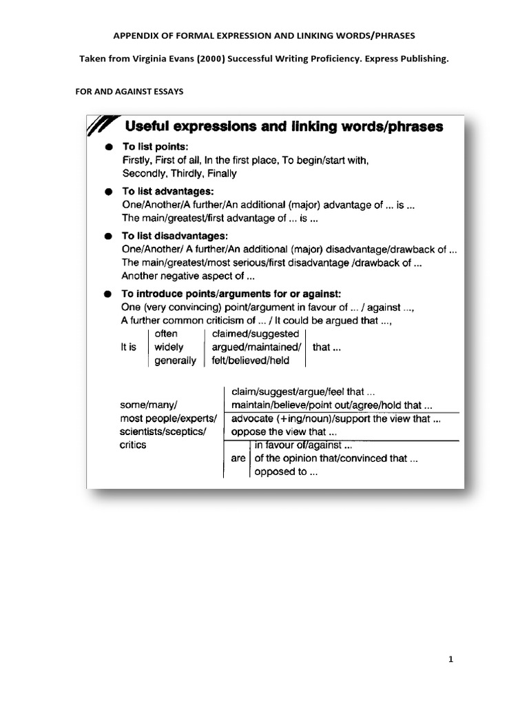 Appendix - Formal Expressions and Linking Words or Phrases | PDF