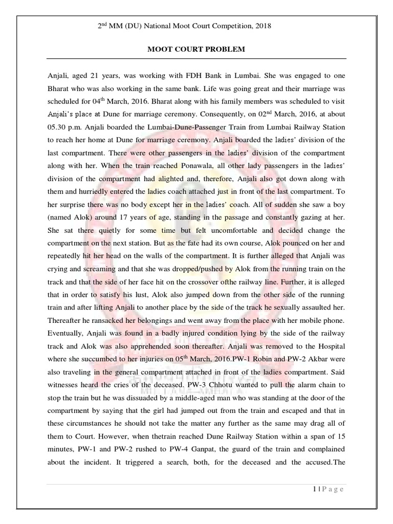 2nd MM DU Moot Court Proposition 2018 | PDF | Appeal | Vagina