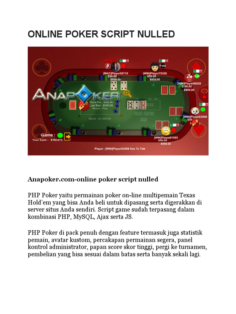 Online Poker Script Nulled | PDF