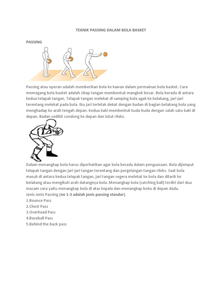 Teknik Passing dalam Bola Basket | PDF | Seni & Disiplin Bahasa