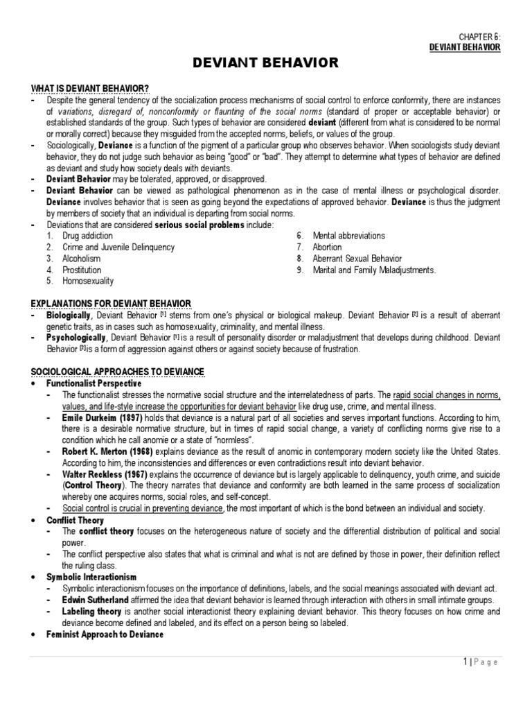 Deviant Behavior | PDF | Deviance (Sociology) | Norm (Social)