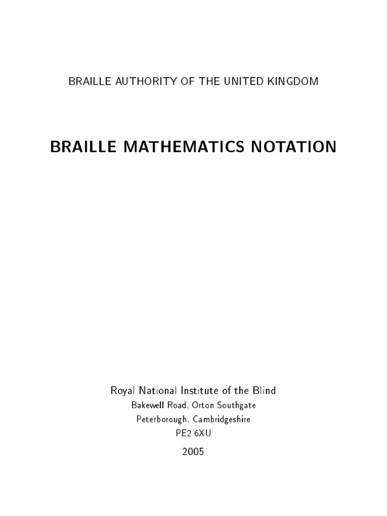 Braille Mathematics Notation | PDF | Fraction (Mathematics) | Notation