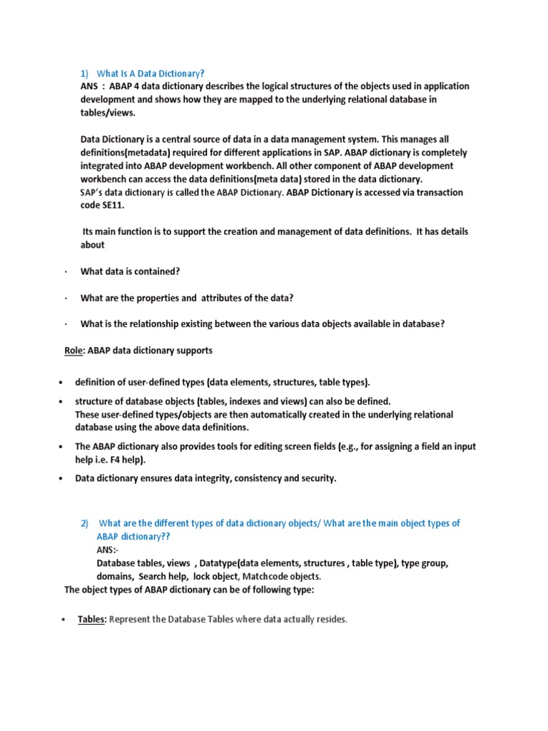 An In-Depth Examination of the Role and Functions of the ABAP Data Dictionary in SAP Systems ...