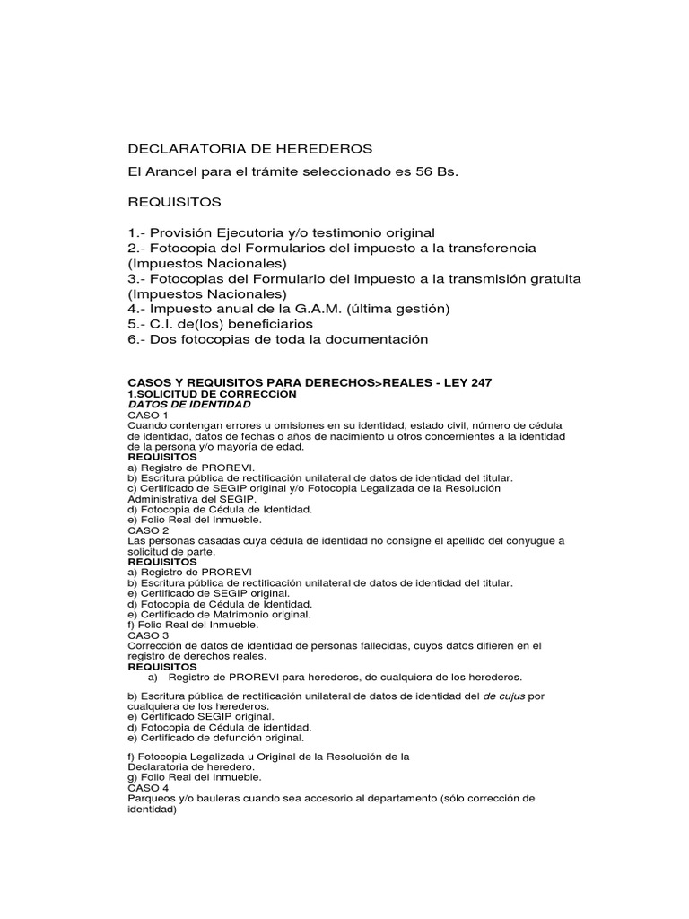 Declaratoria de Herederos | PDF