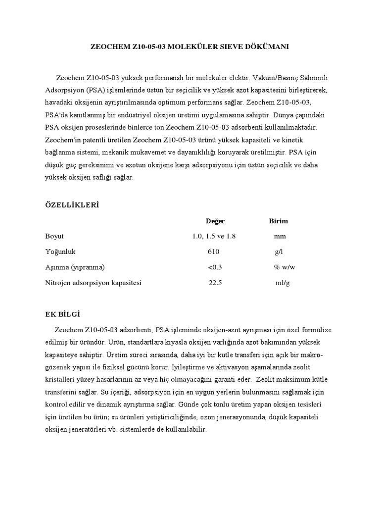 Zeochem Z10-05-03 | PDF