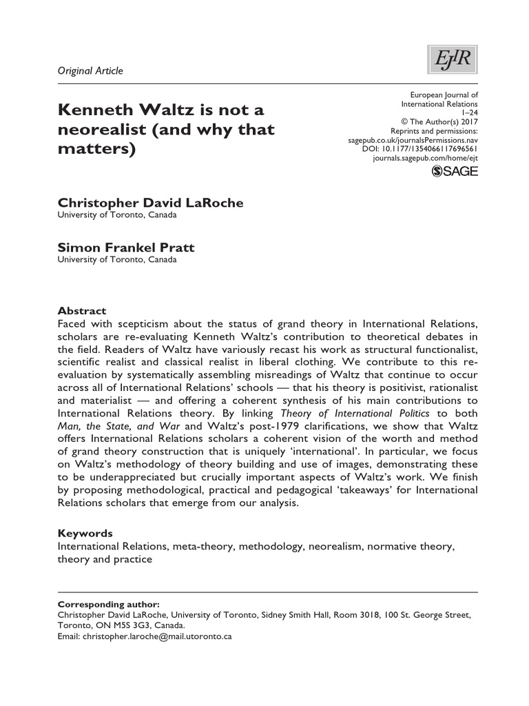 Kenneth Waltz Is Not A Neorealist (And Why That Matters) : Christopher ...