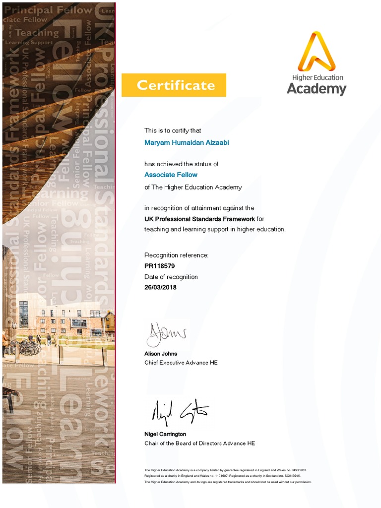 Afhea Certificate | PDF