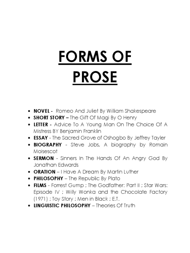 Forms of Prose and Poetry Under 40 Characters | PDF | Poetry