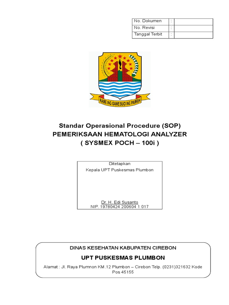 01 Sop Pemeriksaan Hematologi Analyzer (Sysmex Poch - 100i) | PDF