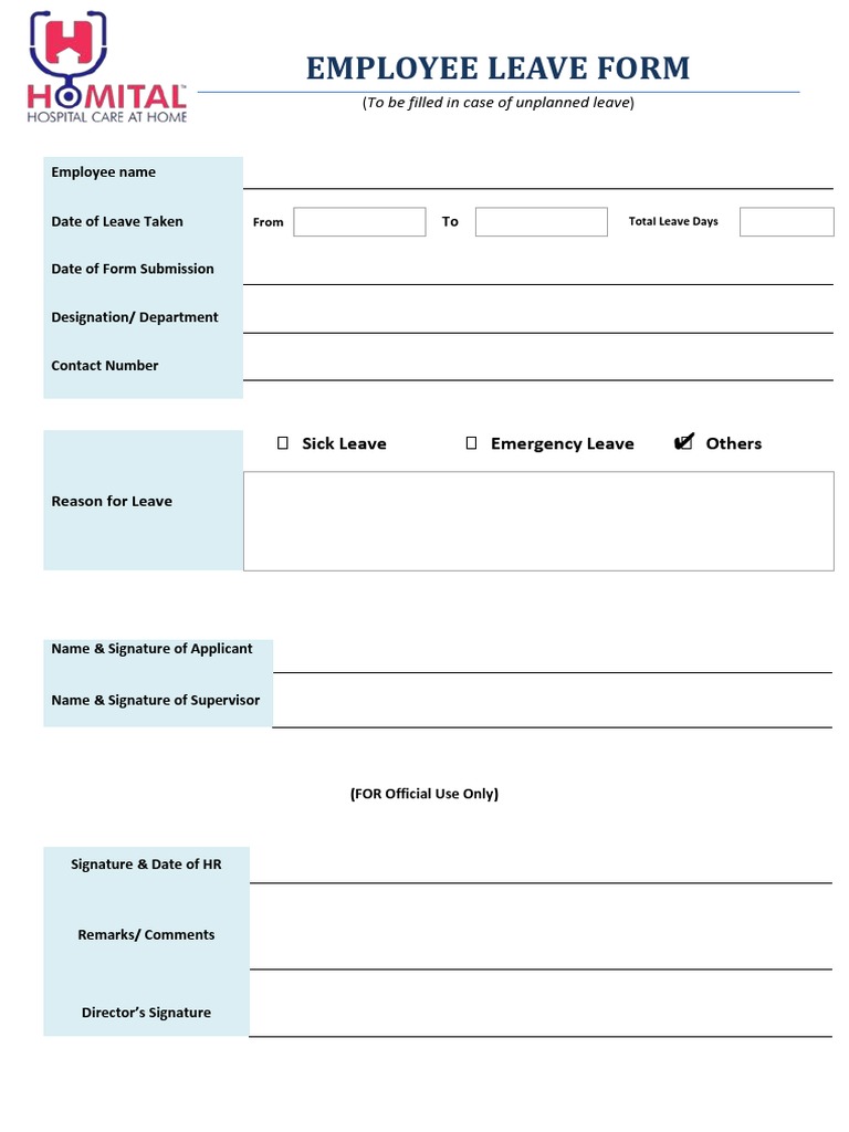2.homital Unplanned Leave Form | PDF
