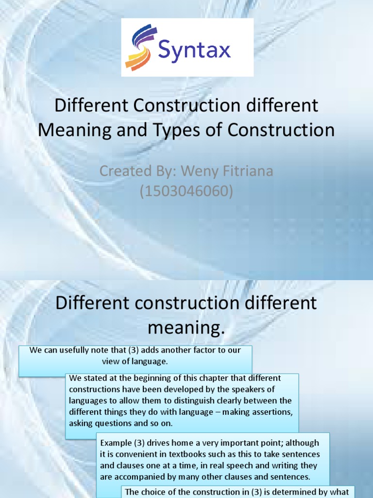 Meaning and Types of Constructions | PDF | Phrase | Sentence (Linguistics)