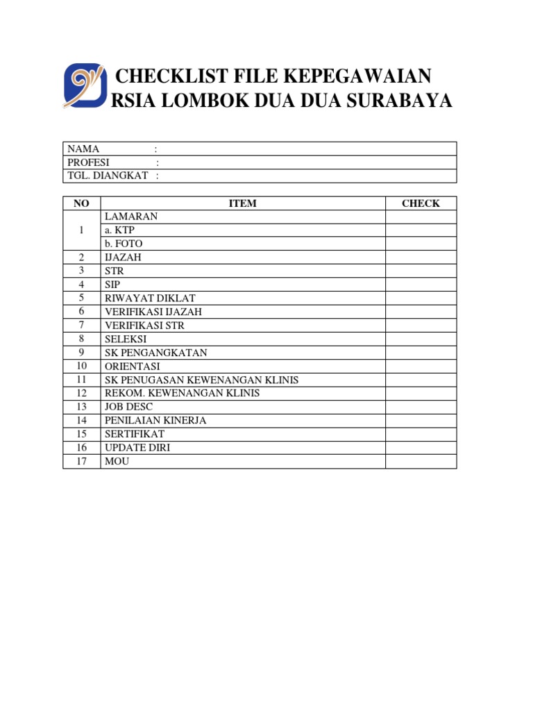 Checklist File Kepegawaian | PDF